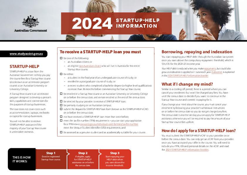 2024 STARTUP-HELP fact sheet - Study Assist, Australian Government